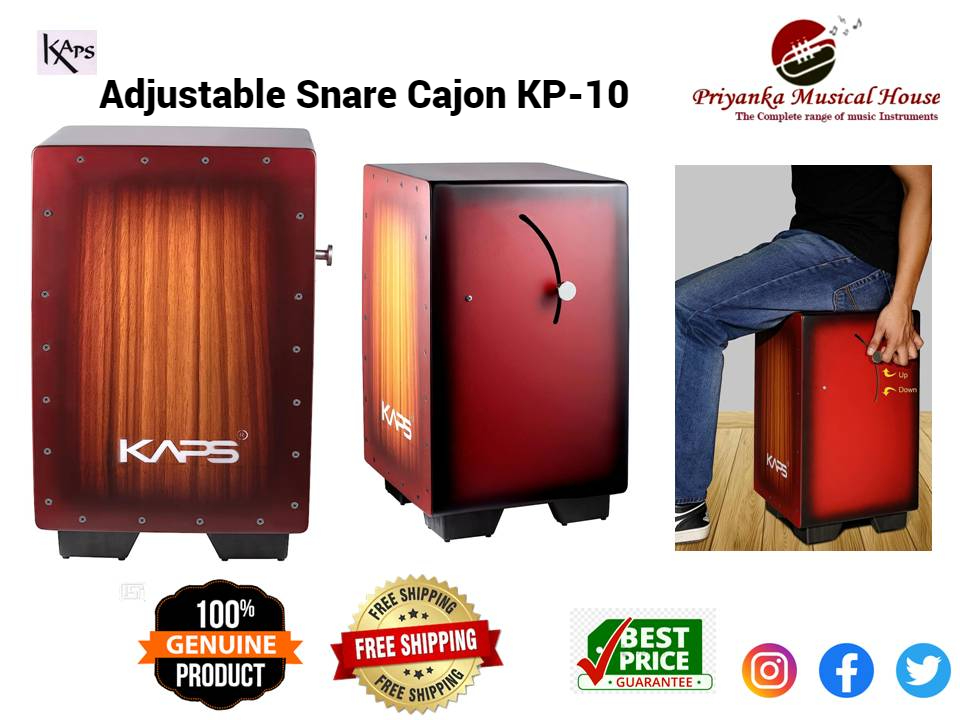KAPS Adjustable Snare Cajon KP-10 Oak Wood, 3 Internal Snares, Red ...